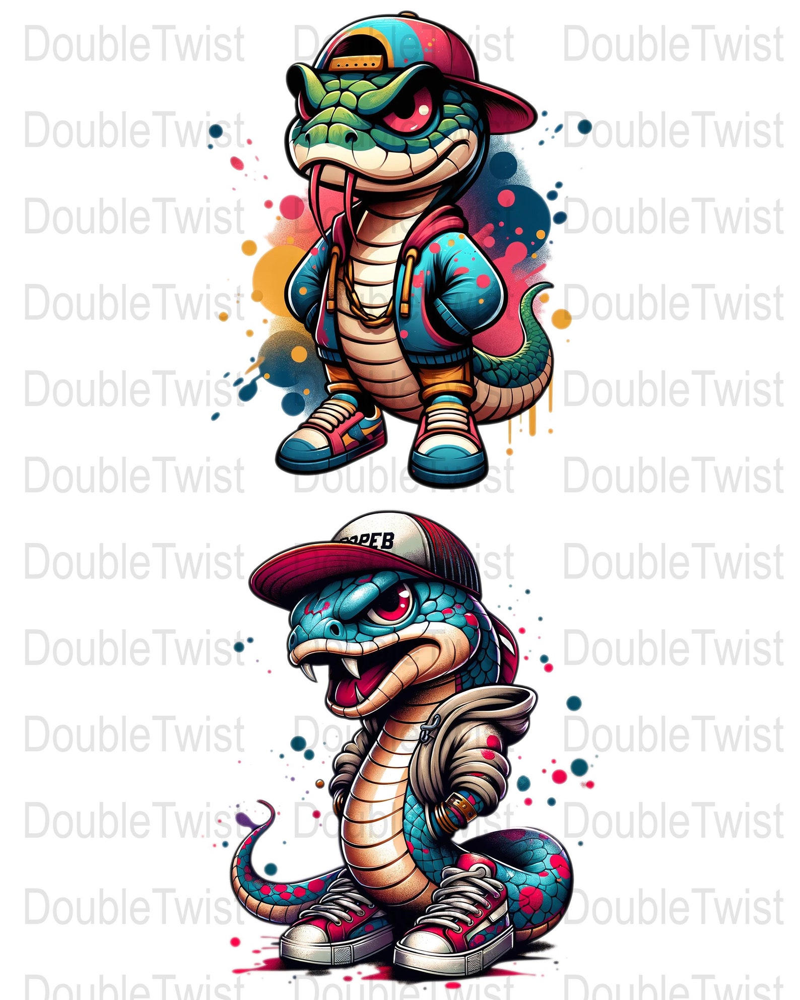 Urban Graffiti Snake Clipart, Colorful Streetwear Reptile Design, Bold ...