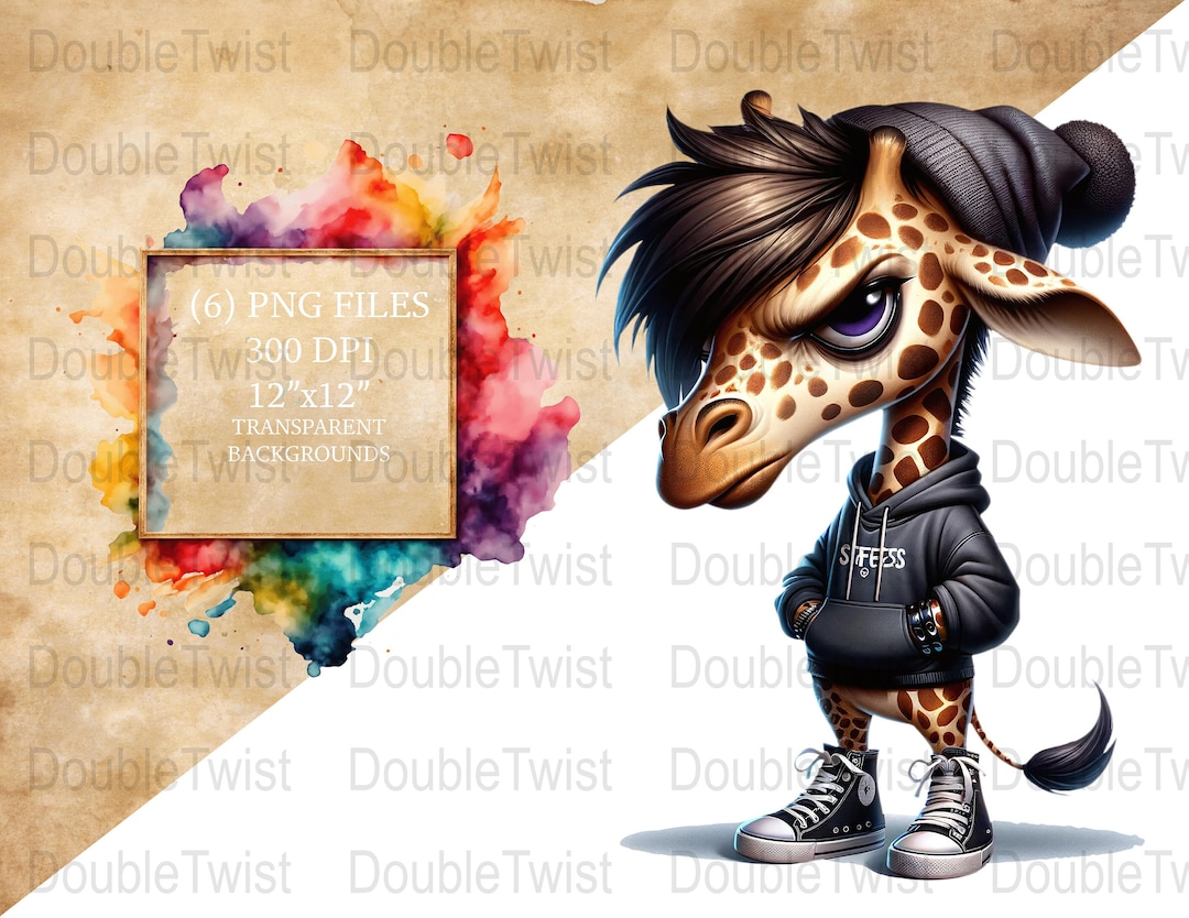 Emo Giraffe Digital PNG, Cool Punk Rock Giraffe Clipart, High-res Sublimation Design, Gothic ...
