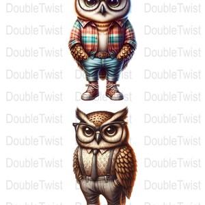 Hipster Owls Clipart Set, Cute Owls With Glasses PNG, Digital Download ...