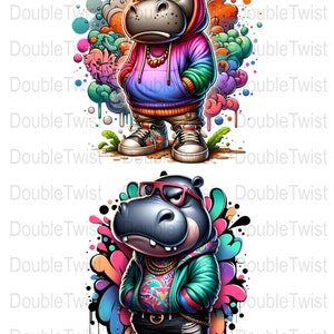 Hip Hop Hippo Clipart PNG, Streetwear Style Animal, Urban Jungle ...