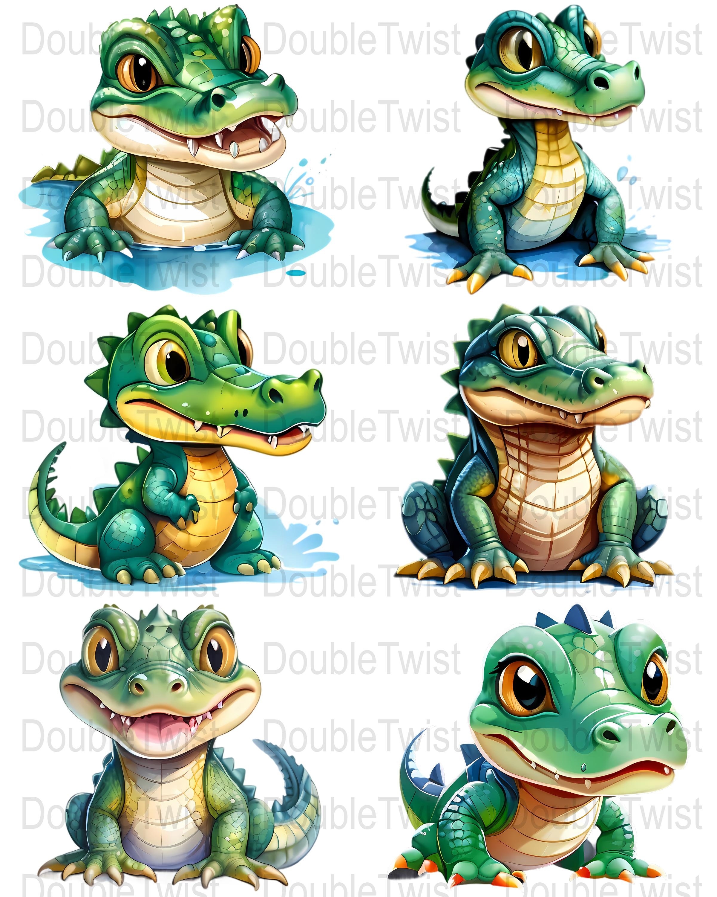 Cute Baby Alligator Clipart, Watercolor PNG Files for Download, Kids ...