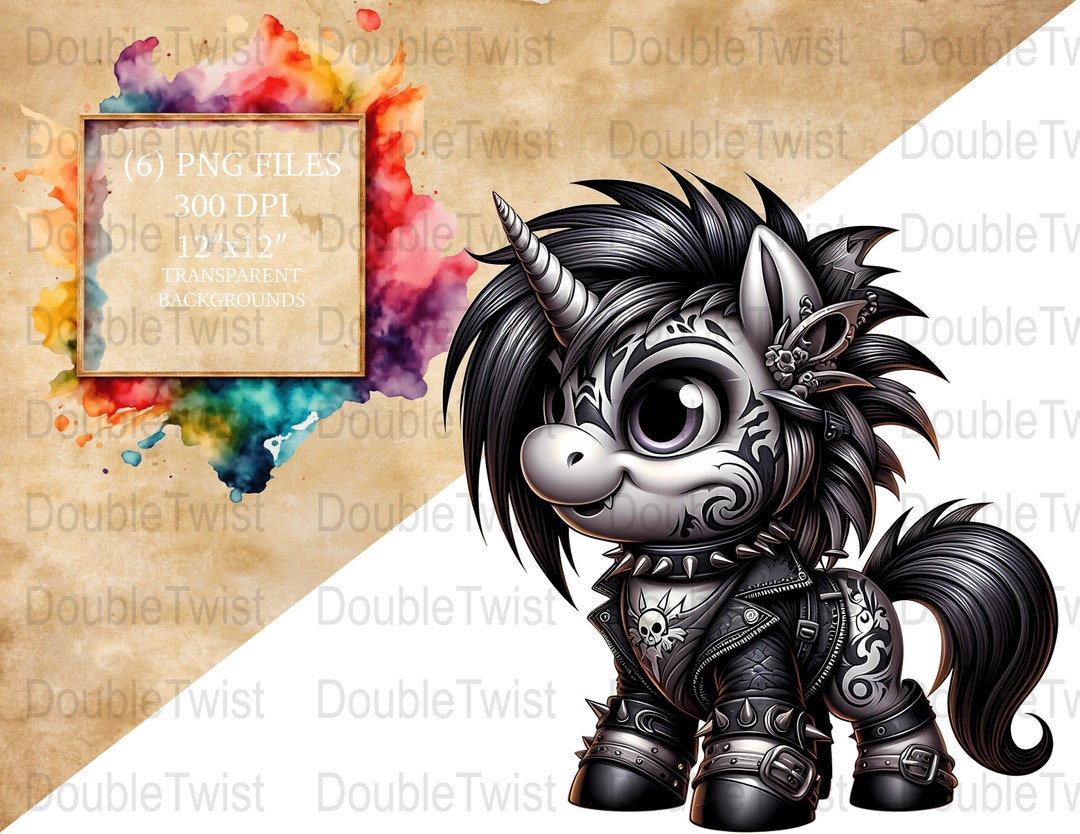 Gothic Unicorn Clipart, Dark Fantasy PNG, Digital Download, Black Unicorn, Magic Horse ...