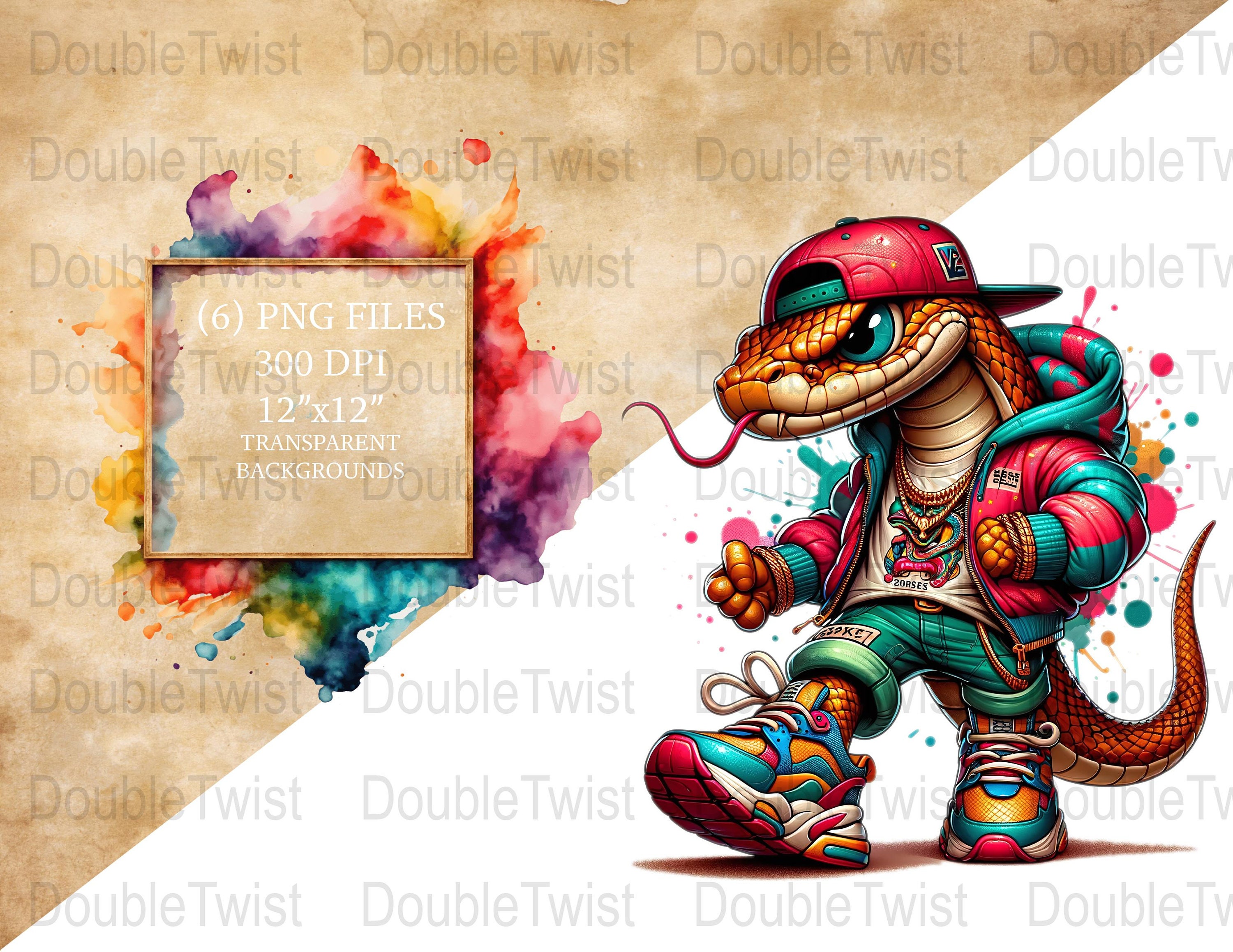 Urban Graffiti Snake Clipart, Colorful Streetwear Reptile Design, Bold ...
