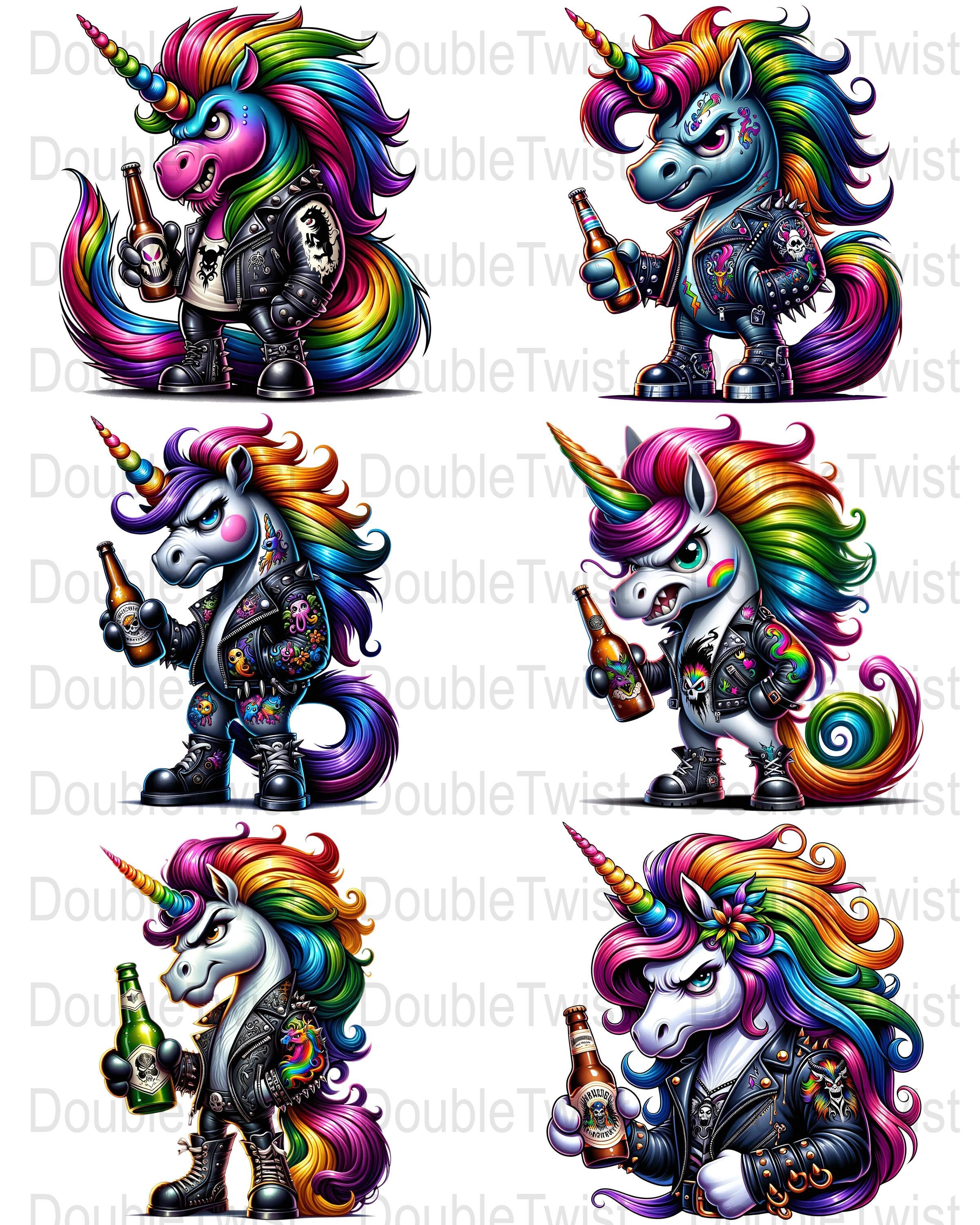 Punk Rock Unicorns Clipart, Colorful Unicorn PNG, Digital Download ...