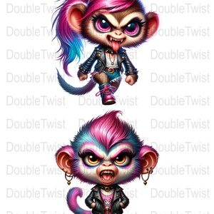 Pastel Goth Spider Monkey Clipart, Punk Animal PNG (digital Download ...