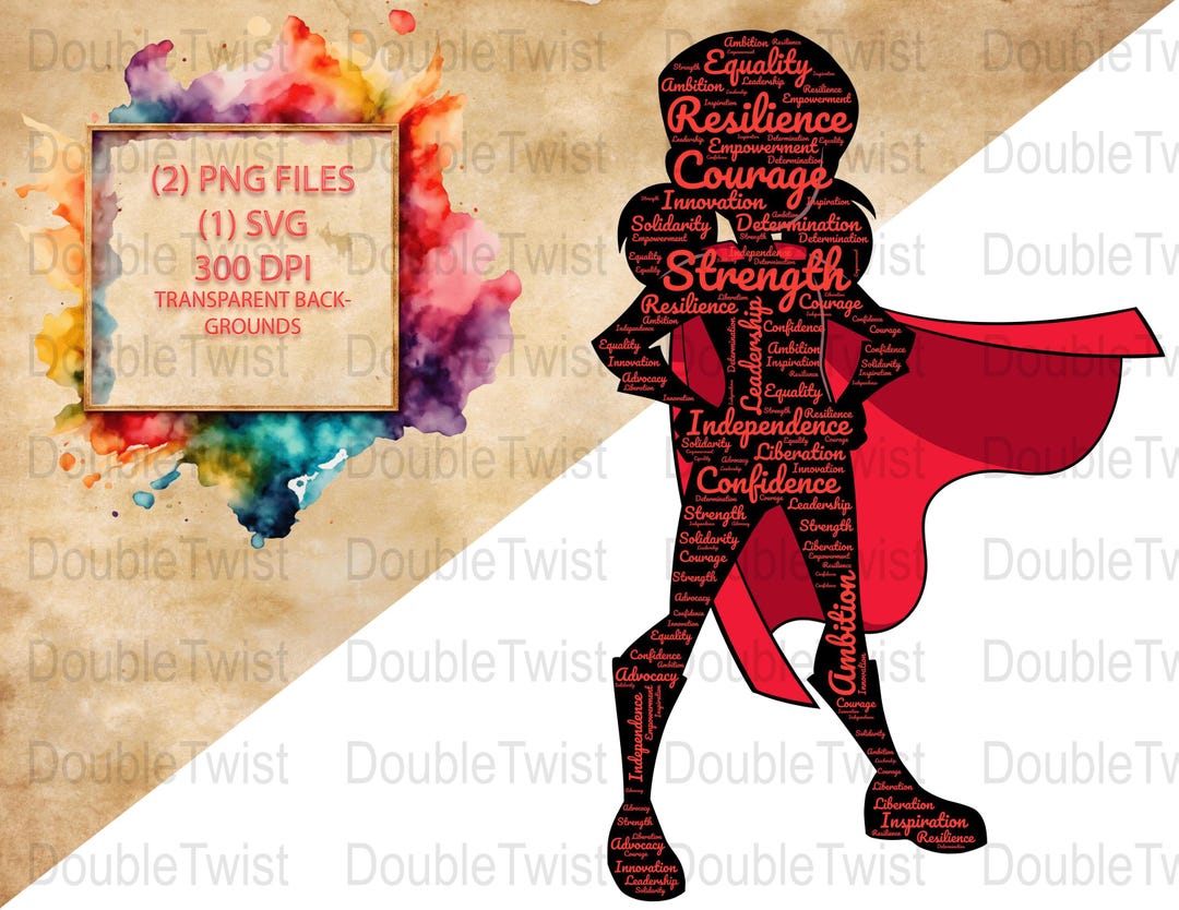 Super-girl Power, Empowerment Word Art Silhouette, Red Cape, Feminist ...