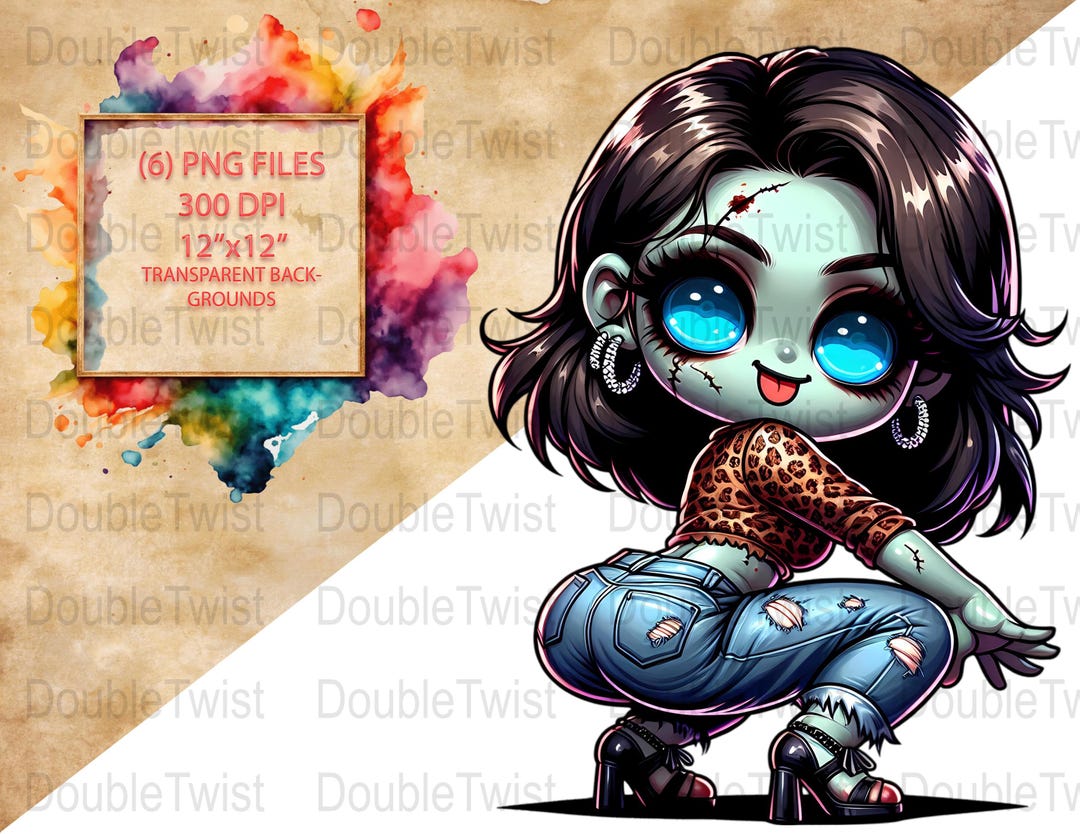 Spooky Cute Twerking Zombie PNG Clipart Bundle, Sublimation Design ...