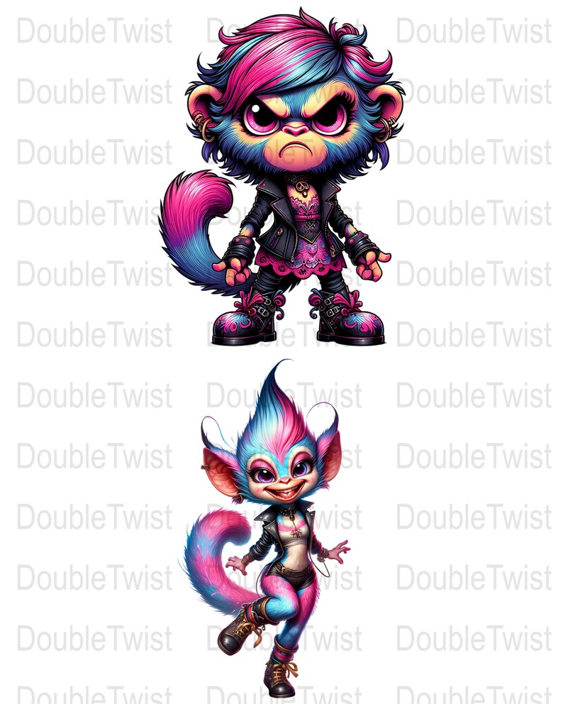 Pastel Goth Spider Monkey Clipart, Punk Animal PNG (digital Download ...