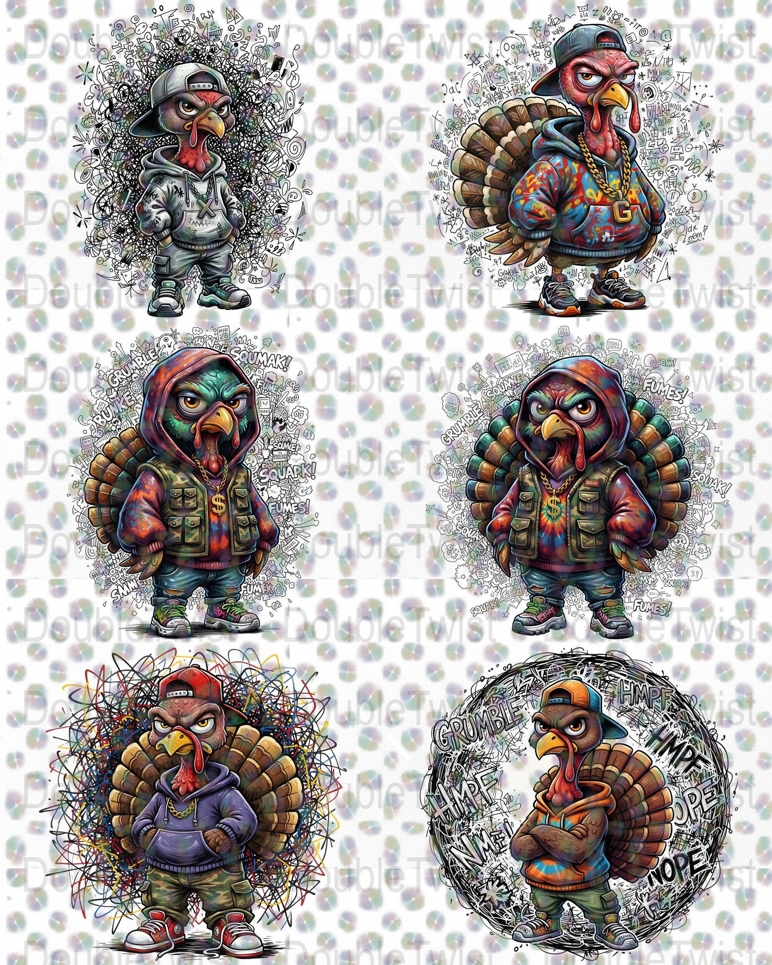 Hip Hop Turkey PNG Bundle, Graffiti Thanksgiving Clipart (digital ...