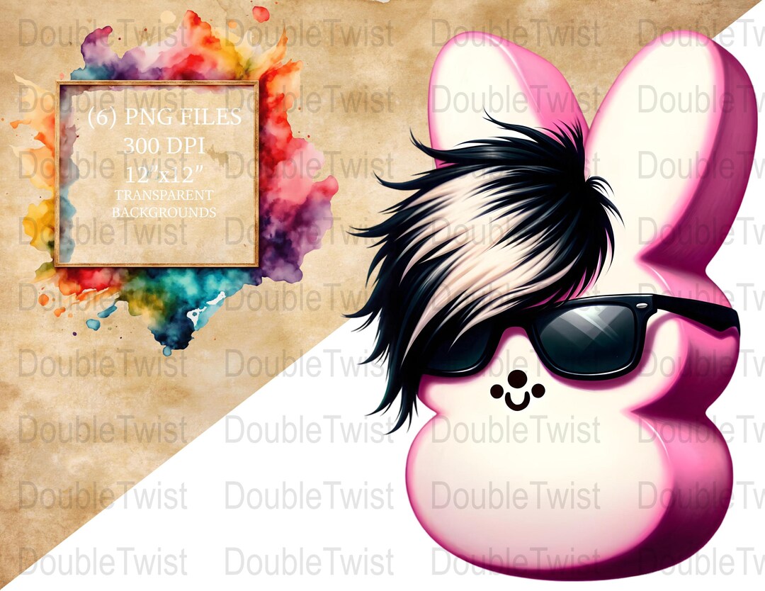 Edgy Easter Emo Peeps Clipart, Printable Emo Bunny Stickers, Dark Emo ...
