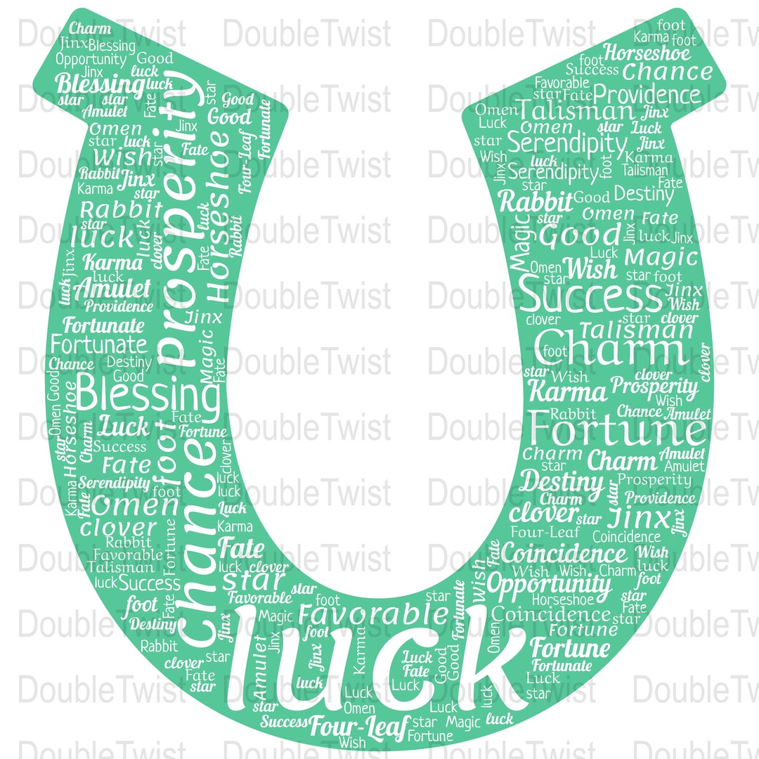 Luck Word Art Decor, Horseshoe Wall Art, Positive Quote Inspirational ...