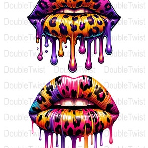 Leopard Print Dripping Lips PNG, Sublimation Graphic Clipart, Cute Sexy ...
