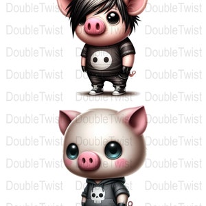 Emo Chibi Pig Clipart, Cute Piggy Pngs, Digital Emo Pig Characters ...