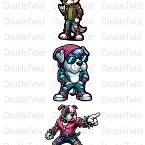 Emo Dogs Clipart Stickers, Punk Puppies, Cartoon Dog Decals ...