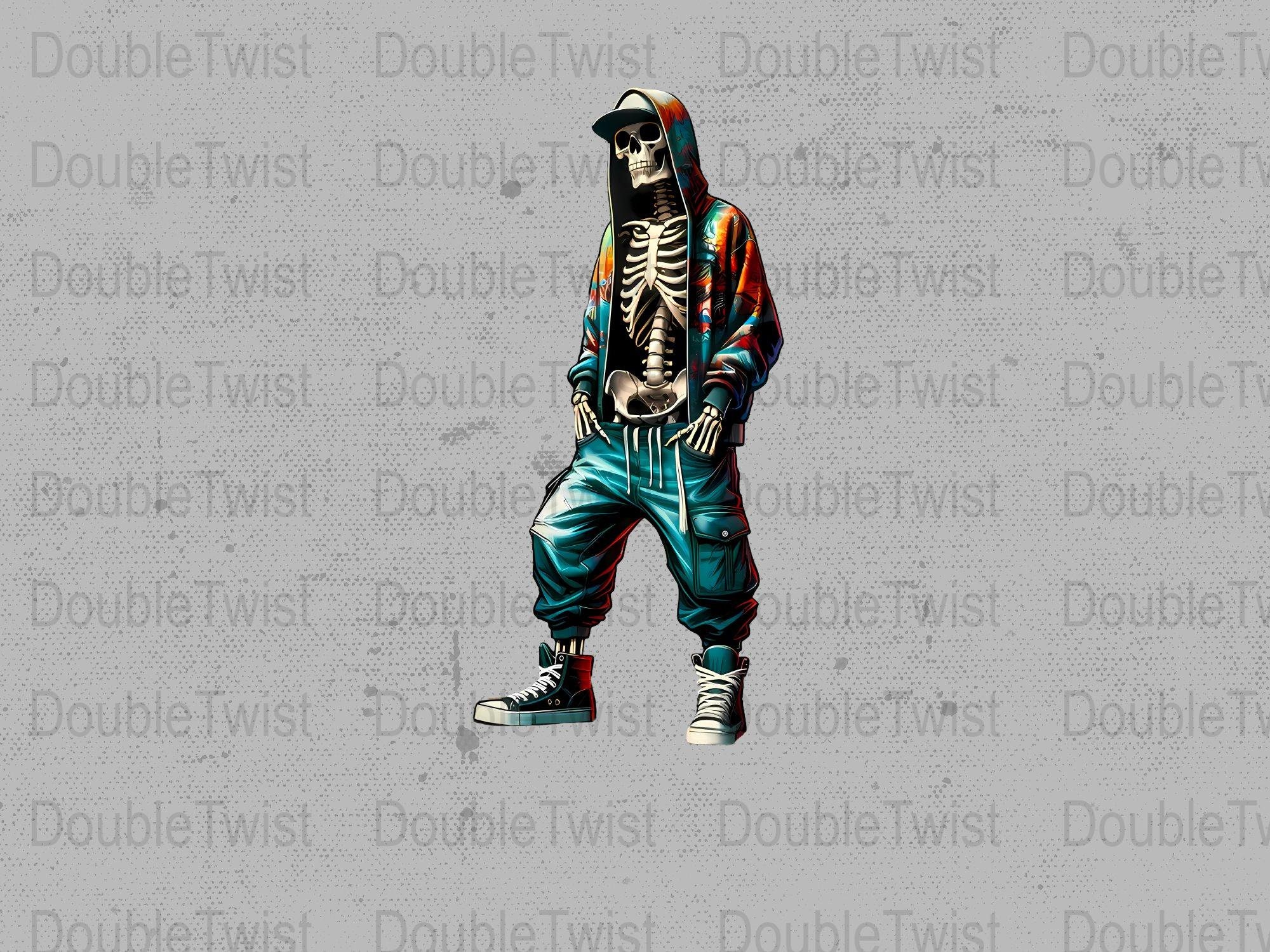 Urban Skeleton Digital Art, Streetwear Fashion Graffiti PNG, Hip Hop ...