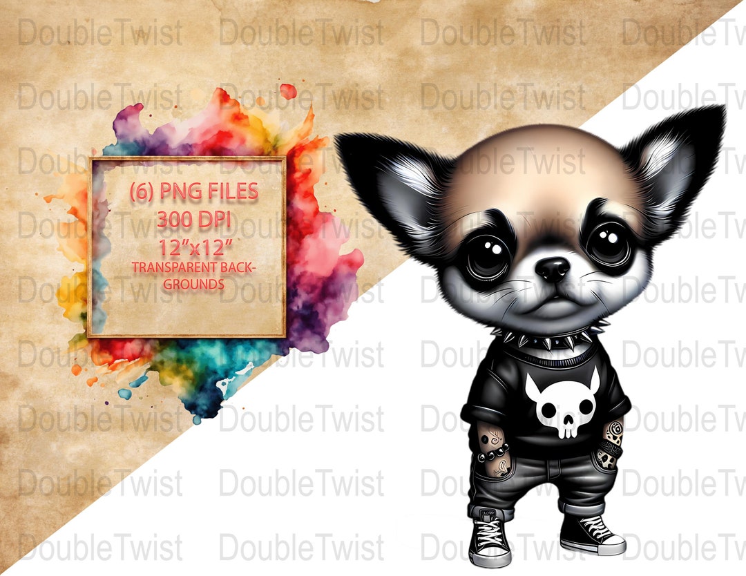 Goth Chihuahua Pngs, Dark Emo Dog Clipart, Cute Punk Pets Digital Art ...