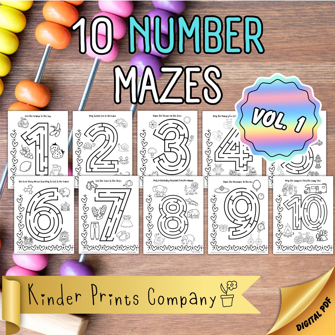 10 Number Mazes Vol.1 | Activities, Games, Fun, Kids, Children ...