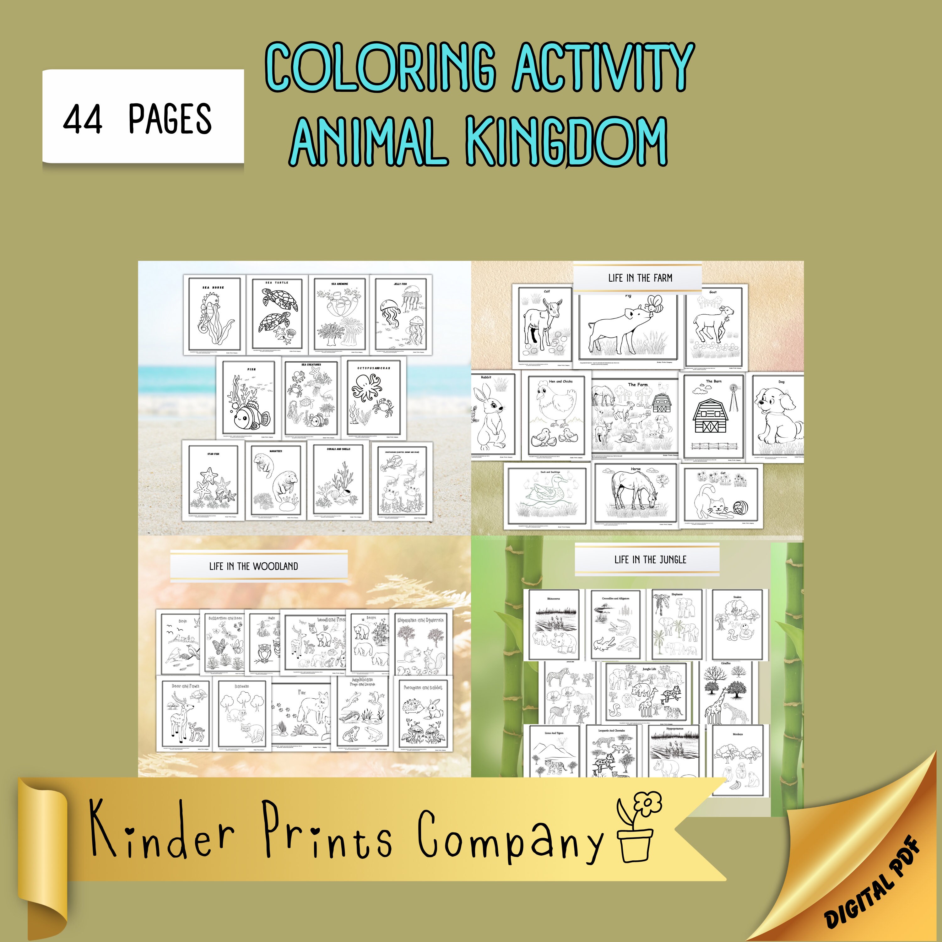 44 Coloring Pages of Animals Sea Animals, Jungle Animals, Woodland ...