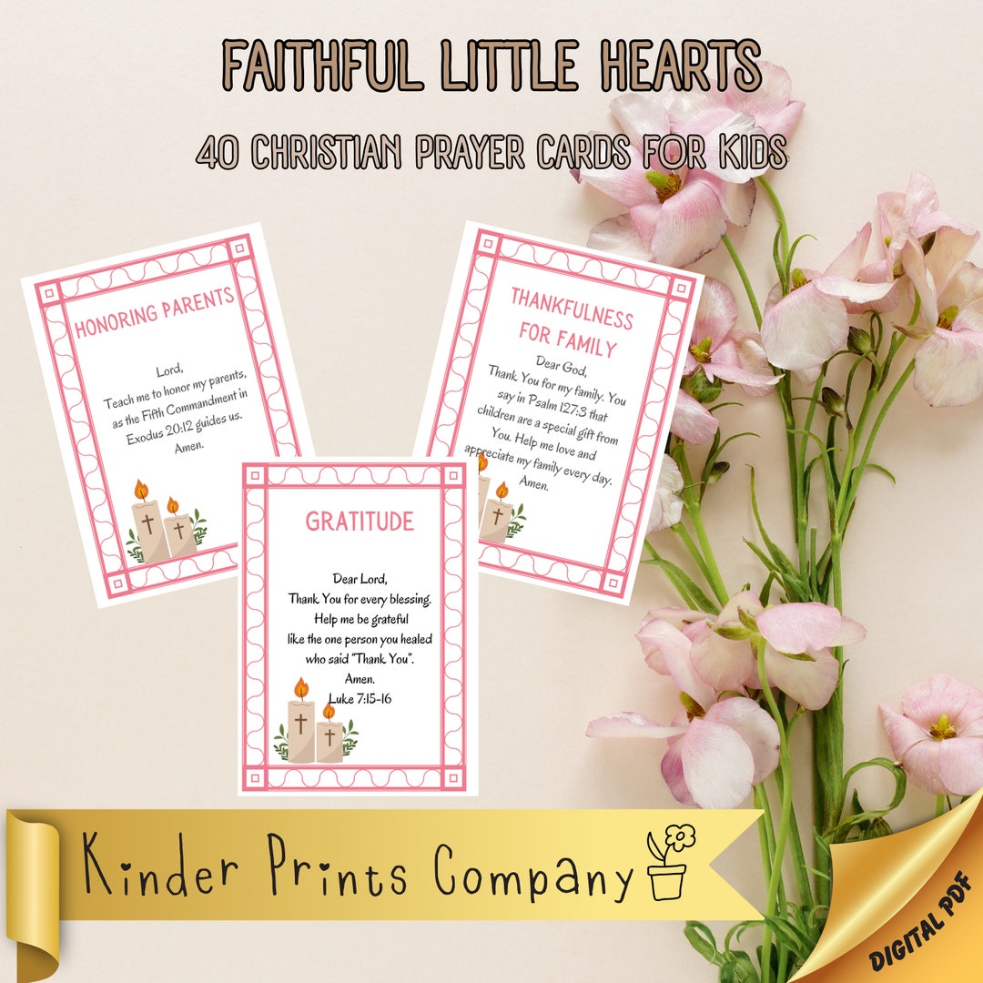 40 Christian Prayer Cards for Kids faithful Little Hearts: Daily ...