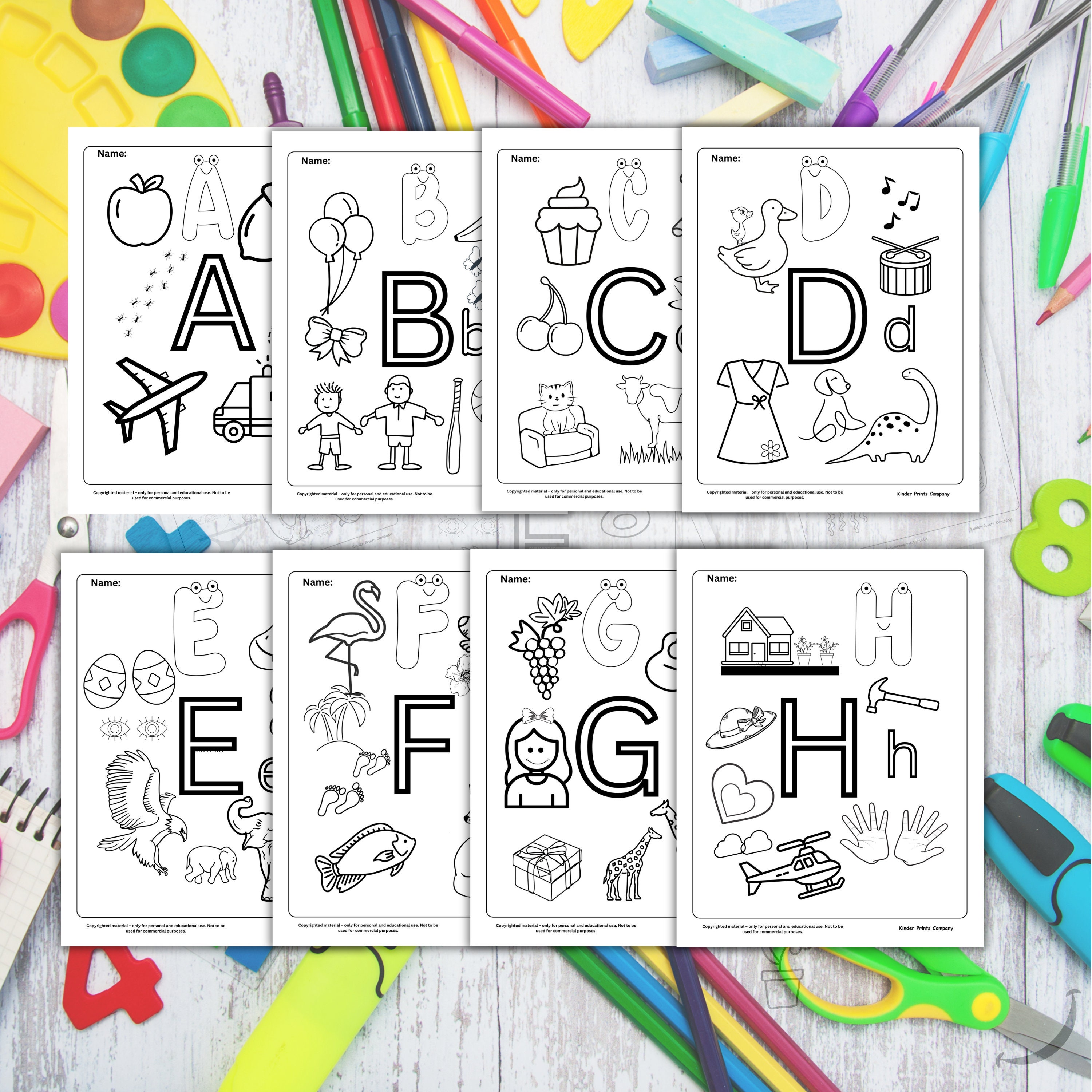 26 Coloring Pages - Alphabet - ABC Coloring - Preschool Kindergarten ...