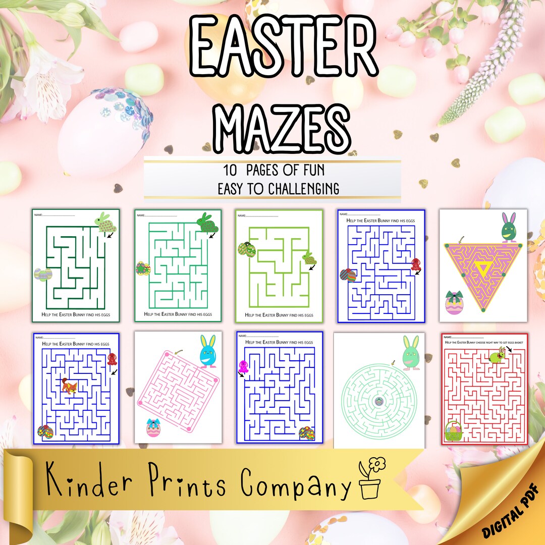10 Easter Mazes, Easter Printable, Kids Activity, Children's Activity ...