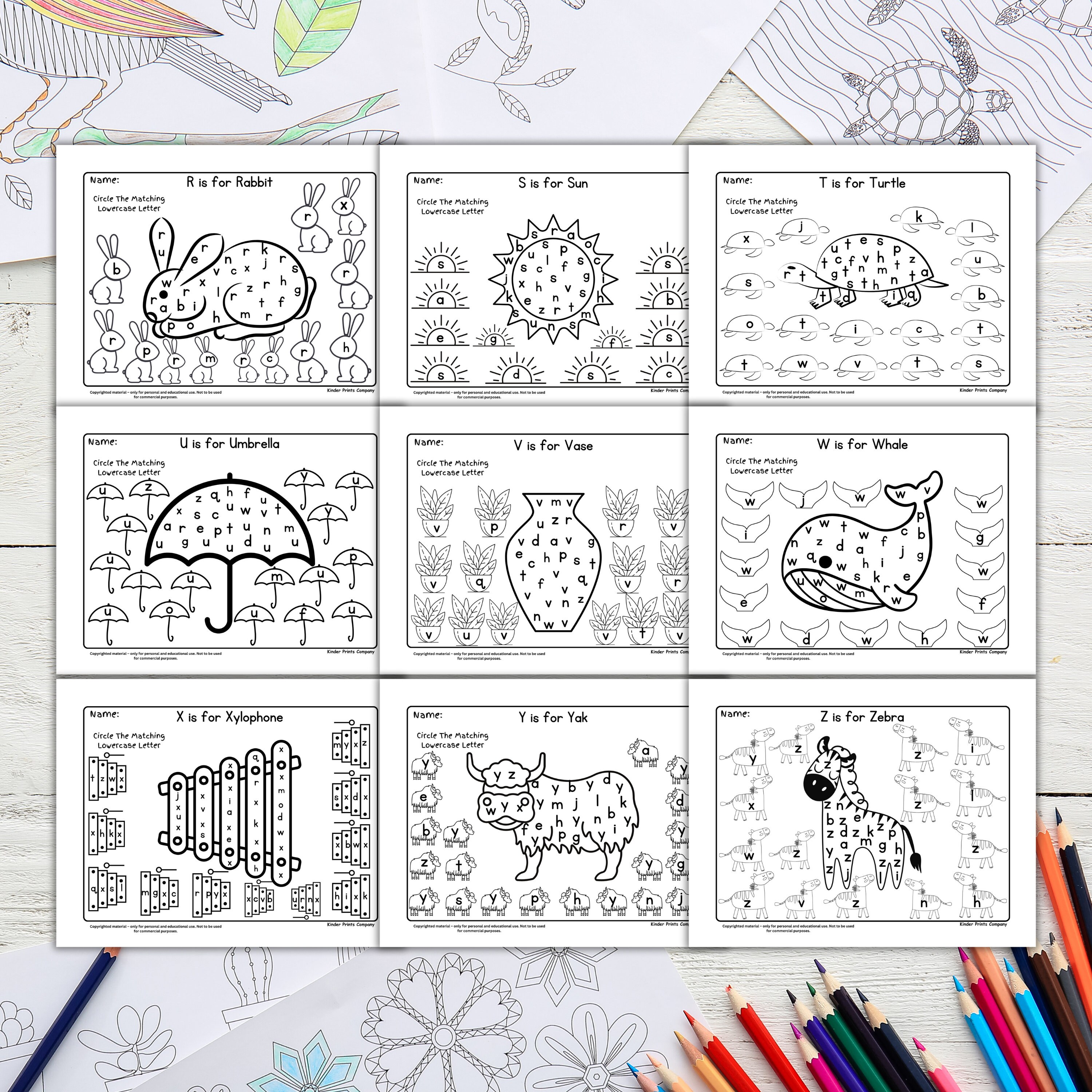 26 Interactive Worksheets & Chart Preschool Kindergarten Alphabet ...