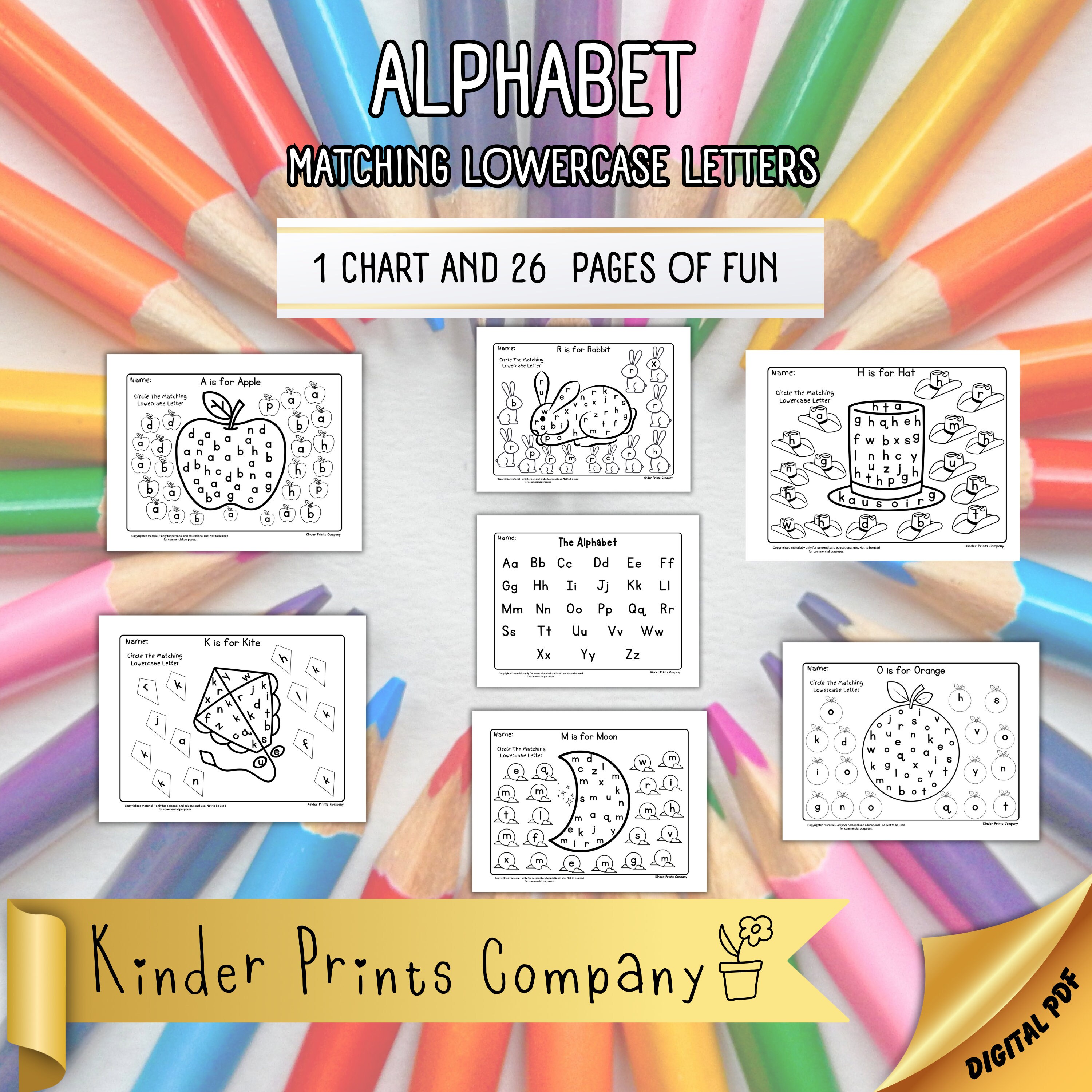 26 Interactive Worksheets & Chart Preschool Kindergarten Alphabet ...