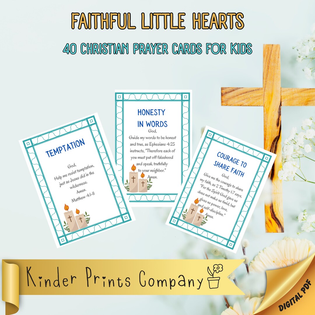 40 Christian Prayer Cards for Kids Faithful Little Hearts: Daily ...