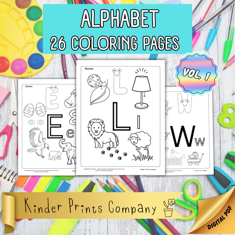 26 Coloring Pages - Alphabet - ABC Coloring - Preschool Kindergarten ...