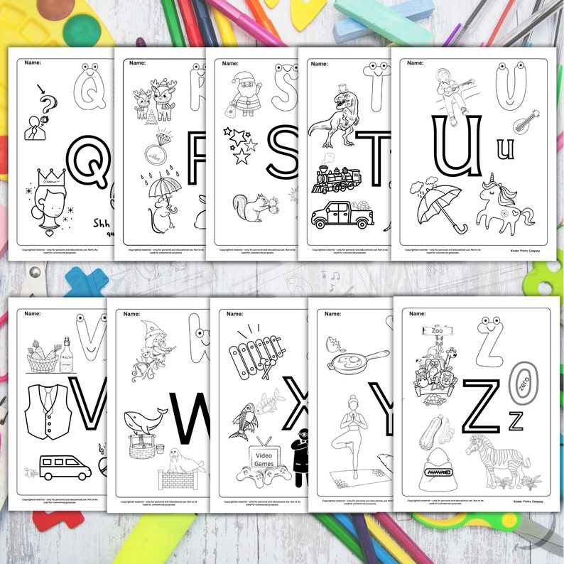 26 Coloring Pages - Alphabet - ABC Coloring - Preschool Kindergarten ...