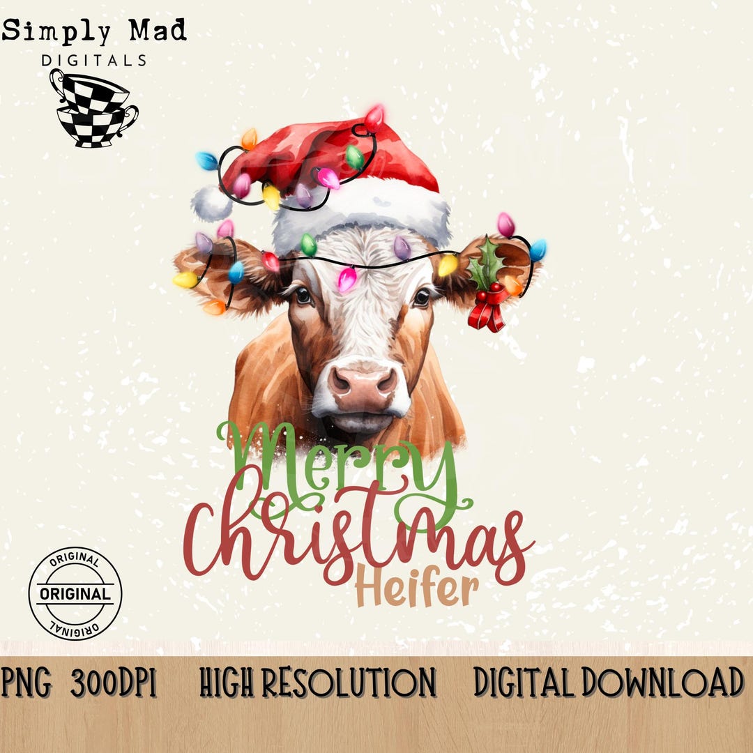 Merry Christmas Heifer Png - Christmas Cow Png - Holiday Cow Png ...