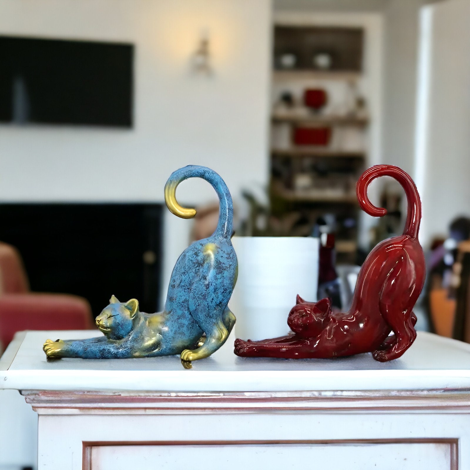 Cat Statue Cat Figurine Cat Sculpture Animal Figurine Abstract Cat ...