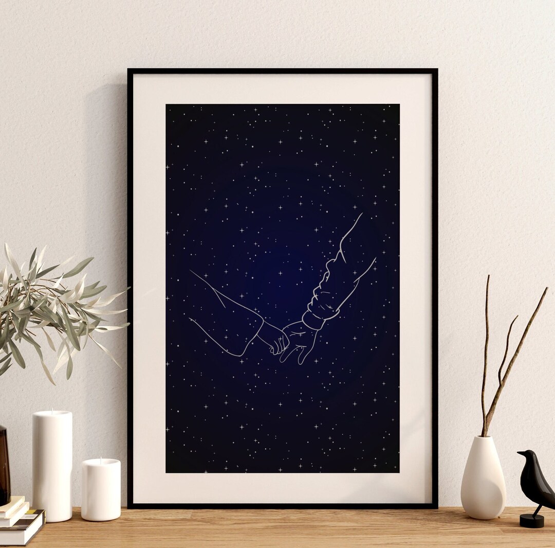 Couple One Line Print Night Sky Couple Hands One Line Print - Etsy