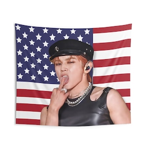 NCT Taeyong American Flag Banner, NCT 127 Taeyong Kpop Flag Tapestry ...
