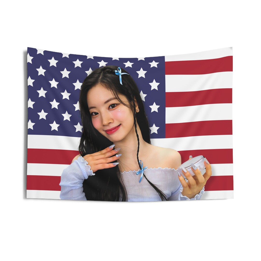 Twice Dahyun America Flag Banner, Twice Dahyun Photoshoot Kpop Flag ...