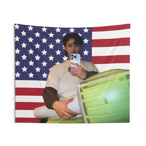 NCT Mark Lee Lightstick Flag Banner, Nct Mark Lee Kpop American Flag ...