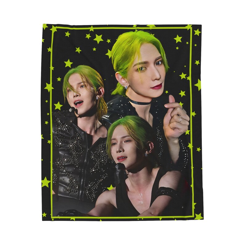 Ateez Yeosang Green Hair Blanket, Ateez Yeosang Kpop Merch, Gift for ...