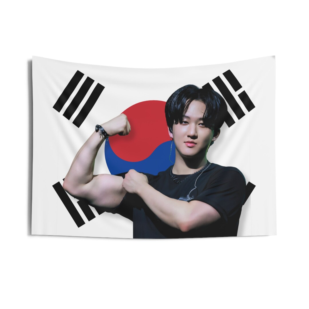 Skz Changbin Biceps S Korea Flag Banner, Stray Kids Changbin Kpop Flag ...