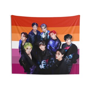 ATEEZ Members Lesbian Flag Banner, ATEEZ Group Photo Kpop Flag Tapestry ...