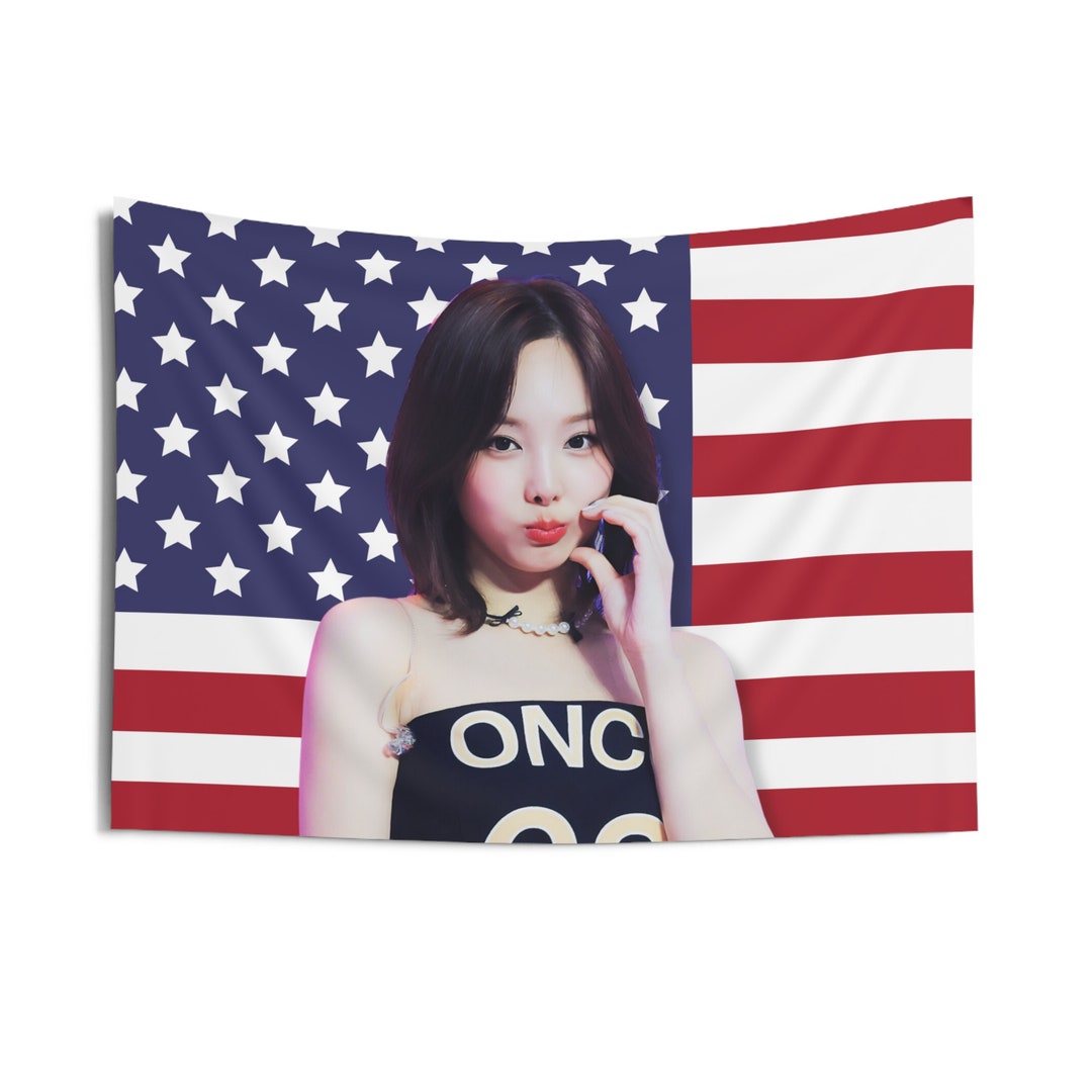Twice Nayeon America Flag Banner, Twice Nayeon Short Hair Kpop Flag ...