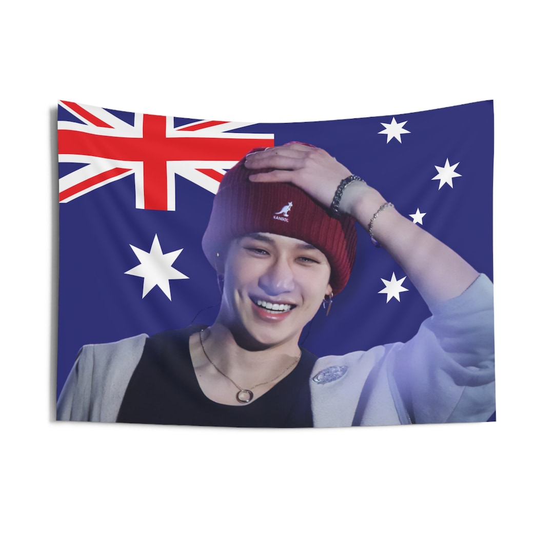 Skz Bangchan Cute Flag Banner, Straykids Bangchan Kpop Australian Flag ...