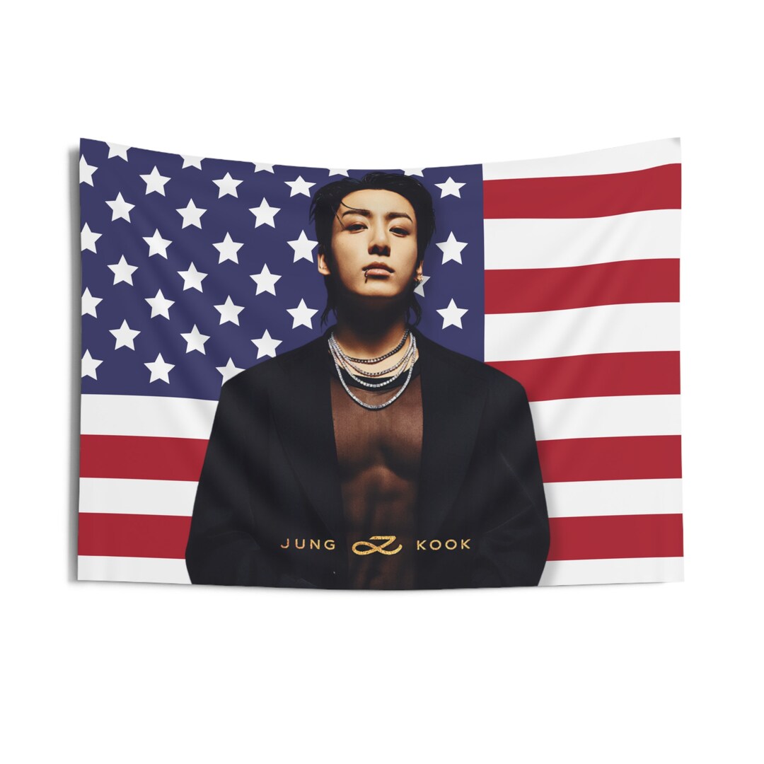 BTS Jungkook Golden Abs bannière drapeau américain, tapisserie drapeau ...
