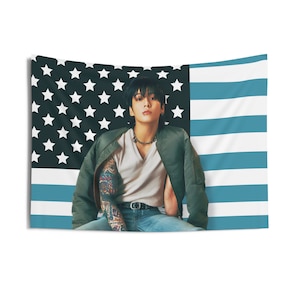 BTS Jungkook Arm Tattoo Sleeve Flag Banner, BTS Jungkook Kpop American ...