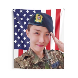 BTS Jhope Military Photo Flag Banner, Jhope American Flag Tapestry, Bts ...