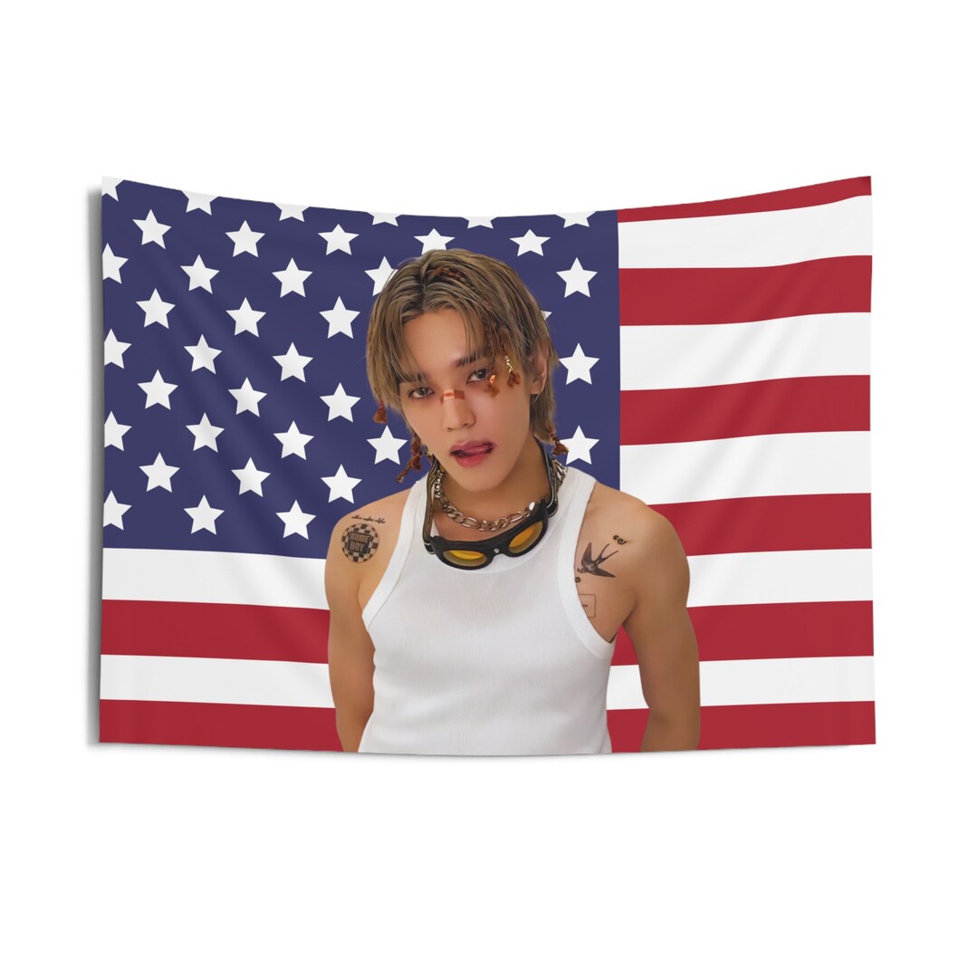 NCT Taeyong Flag Banner, Nct Taeyong Kpop American Flag Tapestry, Nct ...