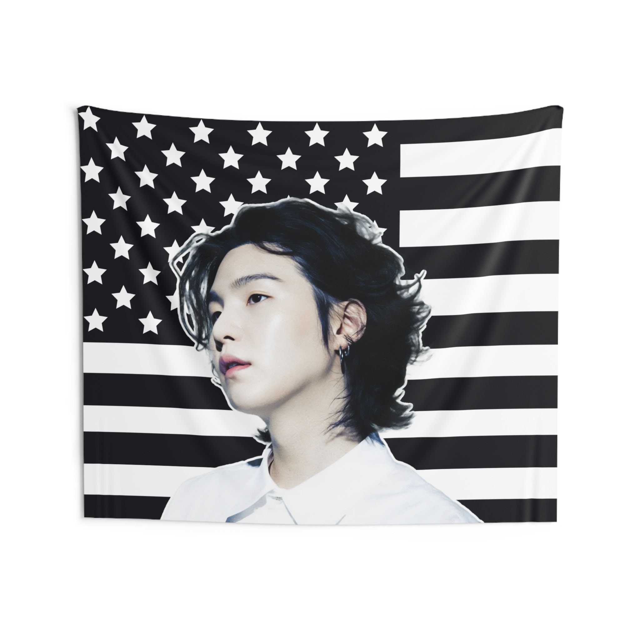 BTS Suga Long Hair Photo Flag Banner Agust D Suga American - Etsy