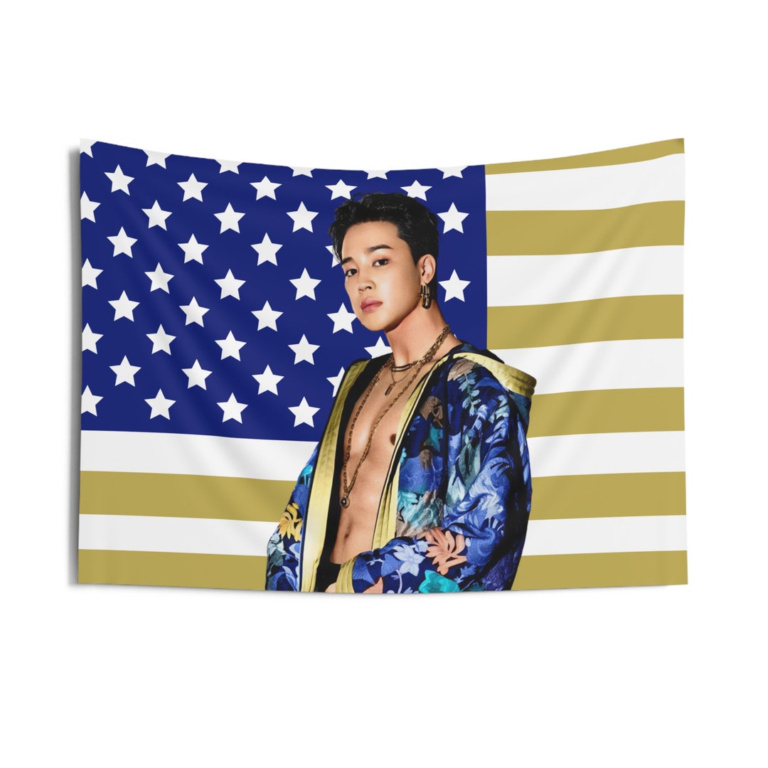 BTS Jimin Abs Weverse Flag Banner, Jimin American Flag Tapestry, Jimin ...