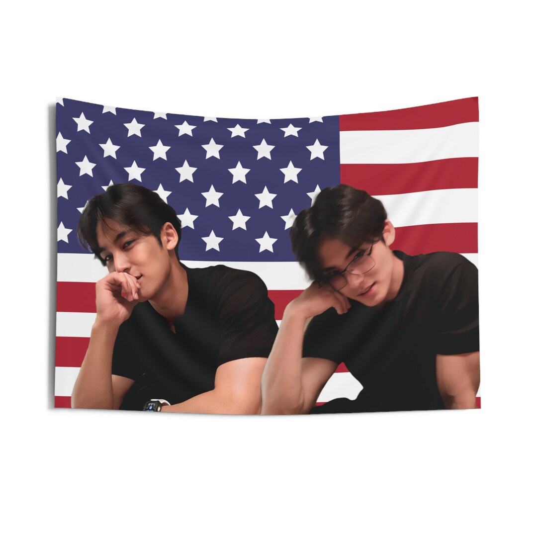 SEVENTEEN Mingyu America Flag Banner, Svt Members Kpop Flag, Svt Album ...