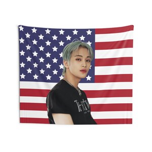 NCT Mark Lee Flag Banner, Nct Mark Lee Kpop American Flag Tapestry, NCT ...