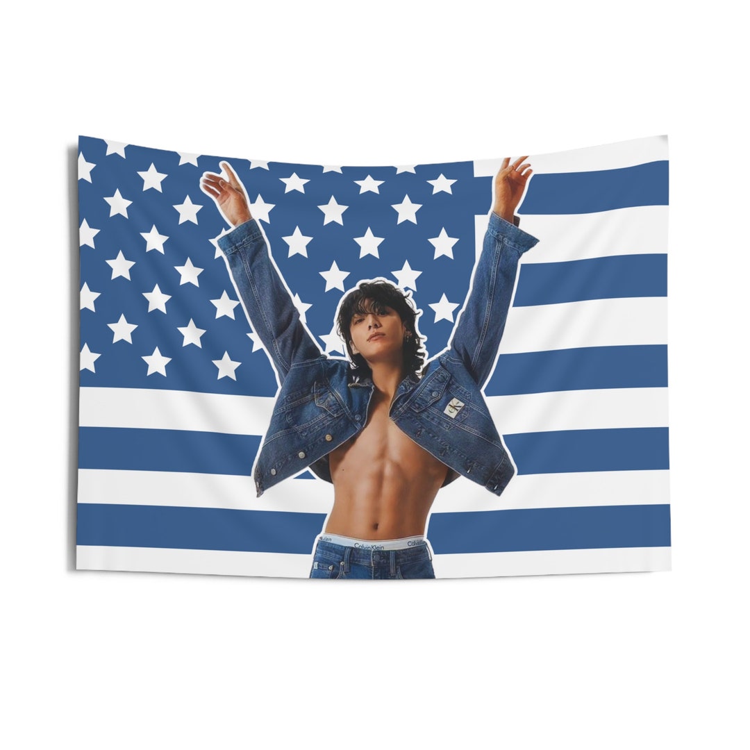 Jungkook Flag Banner, BTS Jungkook American Flag Tapestry, Jungkook ...